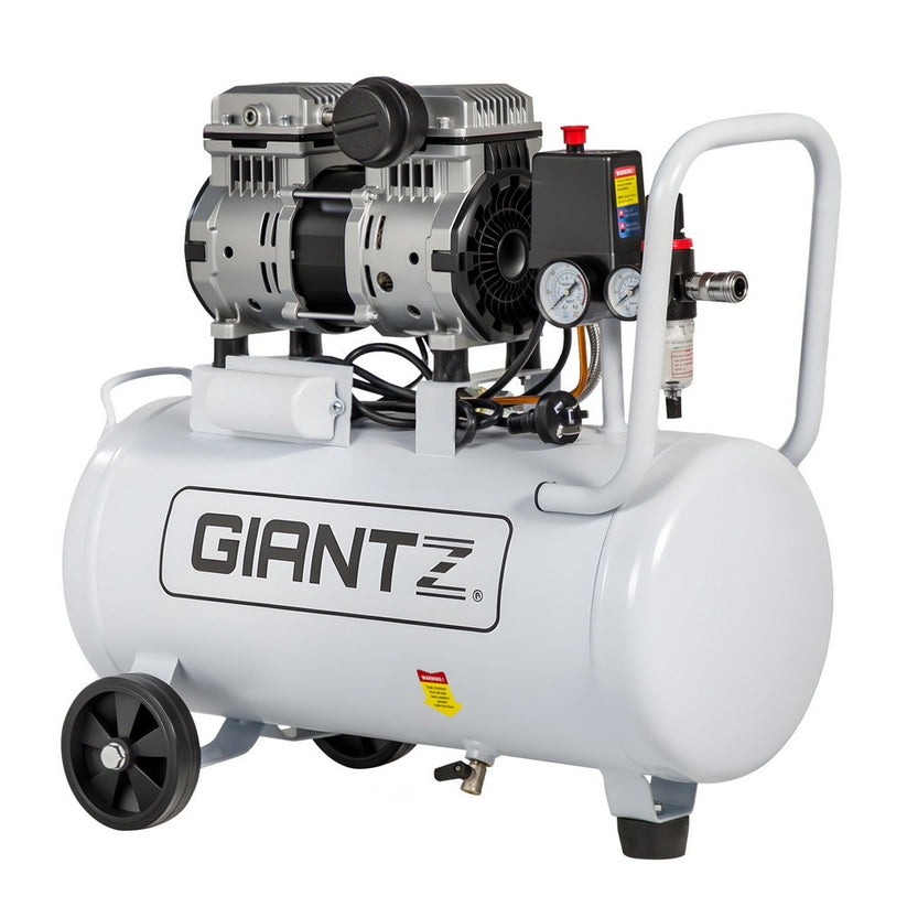 Giantz 30L Air Compressor Quiet 0.75HP Oil-Free Portable Tyre Inflator ...