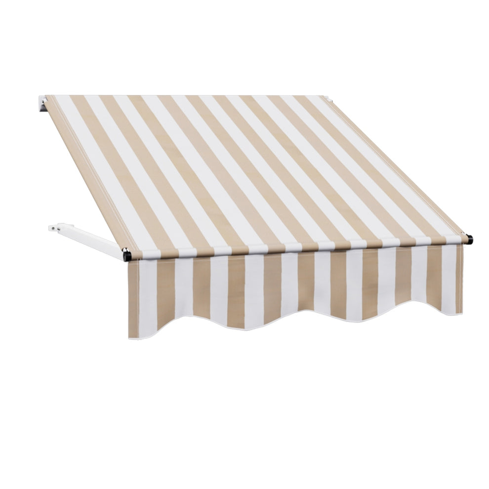 Instahut Window Door Awning 1mx1m Beige White Polyester Fabric Aluminu ...