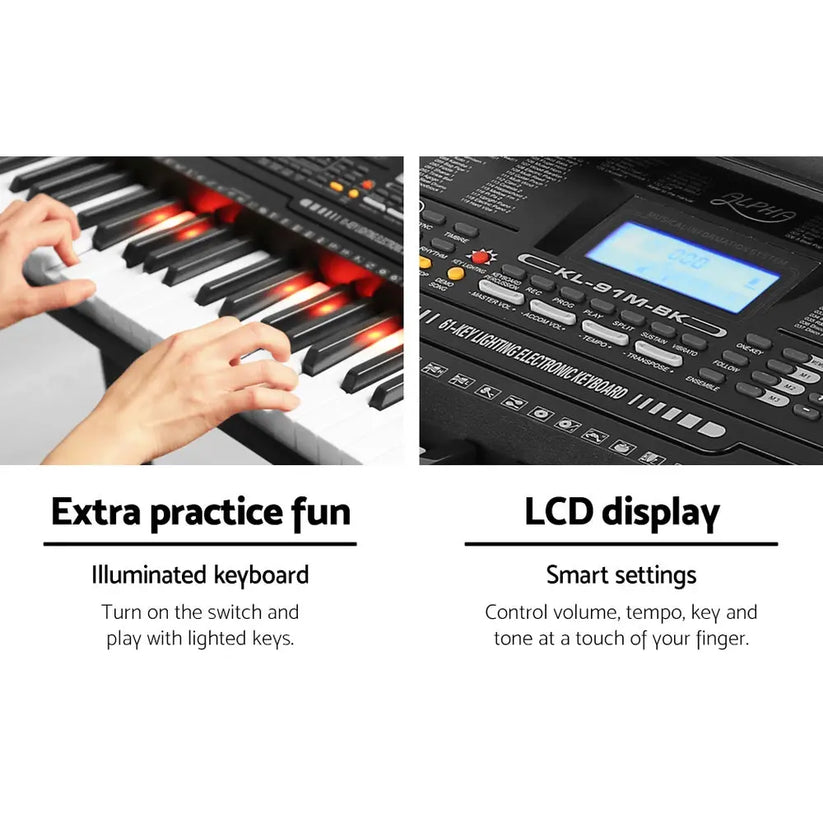Alpha 61 Keys Electronic Piano Keyboard Digital Electric w/ Stand – Oz ...