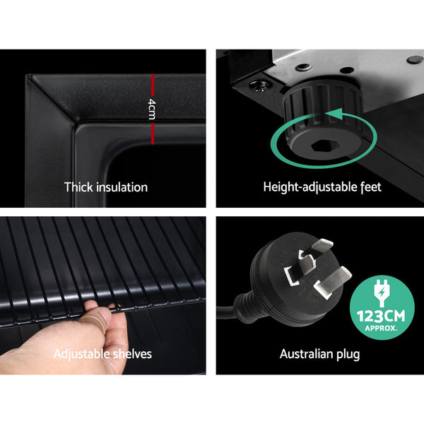 Devanti 70L Bar Fridge Glass Door w/Light Black - Oz Goods Depot