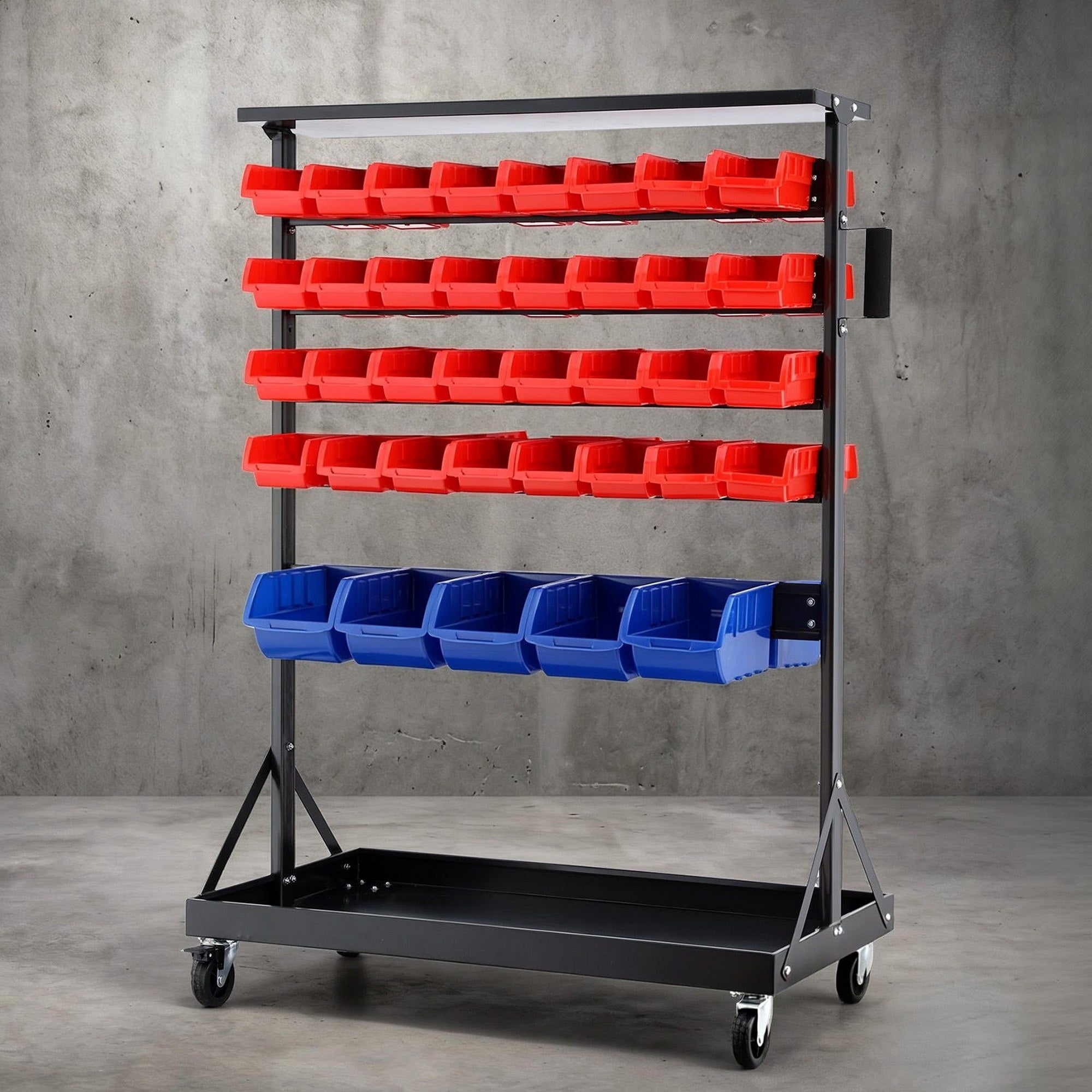Giantz 74 Bins Storage Rack Double Sided Mobile Garage Workshop Tools ...