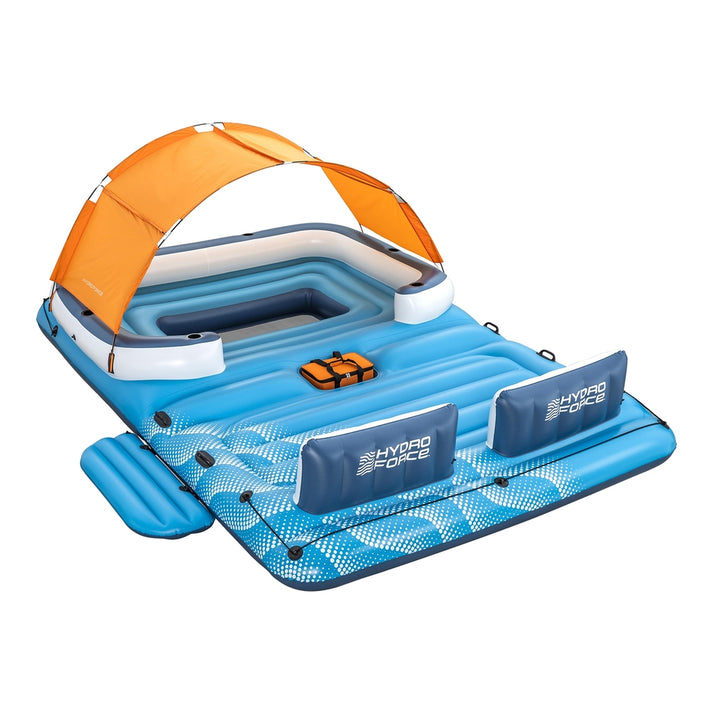 Bestway Pool Float Island Inflatable Lounge 6-person Raft Seat Canopy ...