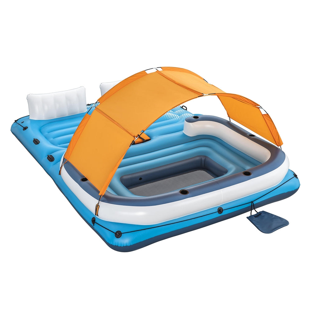 Bestway Pool Float Island Inflatable Lounge 6-person Raft Seat Canopy ...