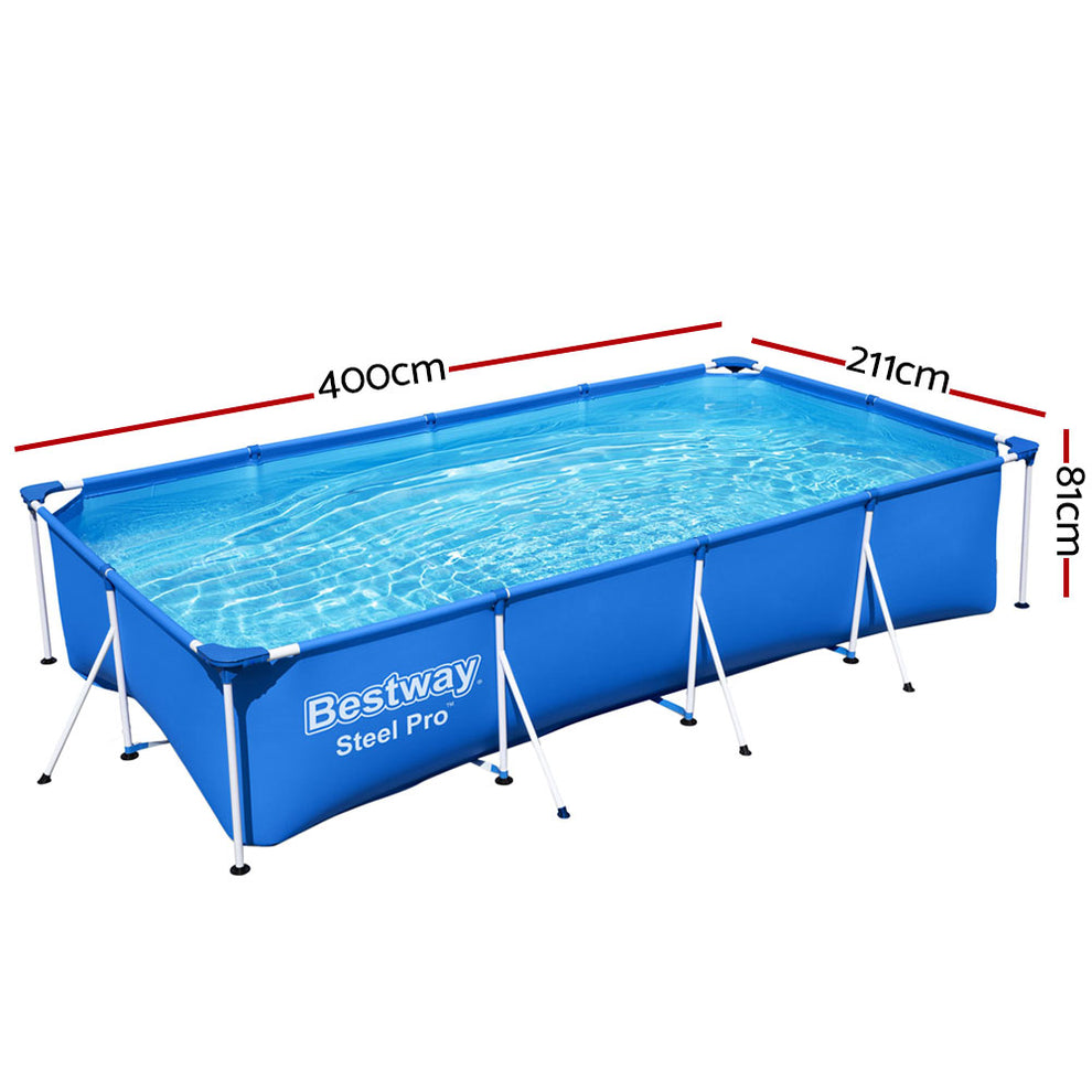 Bestway Swimming Pool 400x211x81cm Steel Frame Above Ground Pools 5700 ...