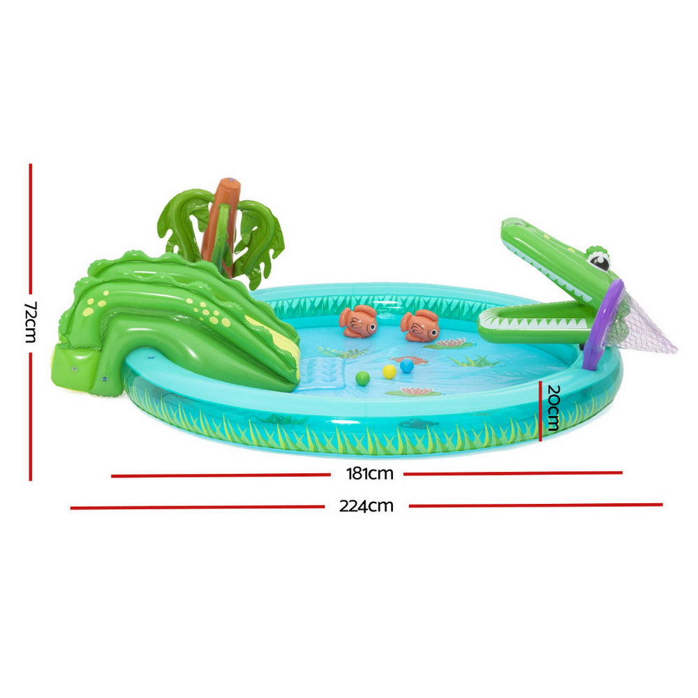 Bestway Kids Inflatable Splash Play Pool with Slide Ball Crocodile Fis ...