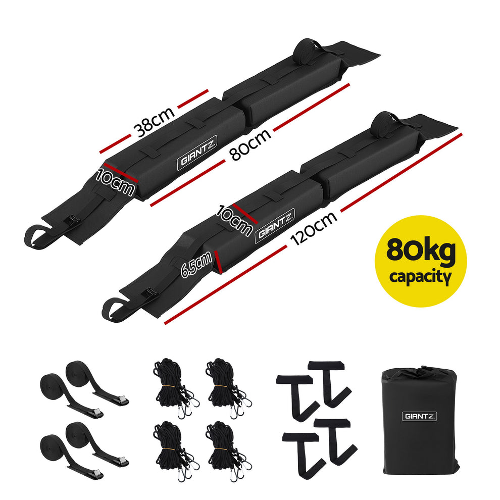 GIANTZ Kayak Roof Rack for Car, Universal Soft Roof Rack Pads for Surf ...