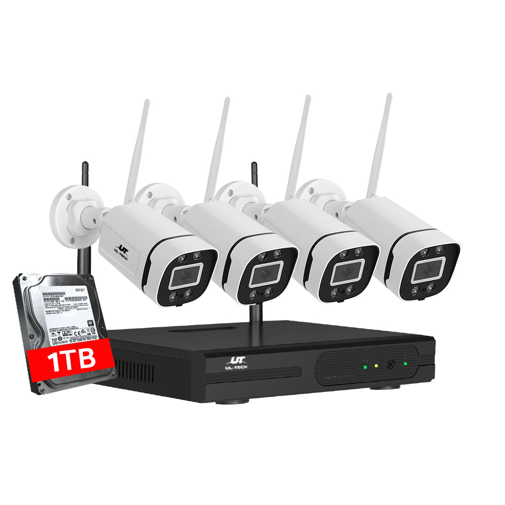 ULtech Wireless CCTV Security System 8CH NVR 3MP 4 Square Cameras 1TB ...