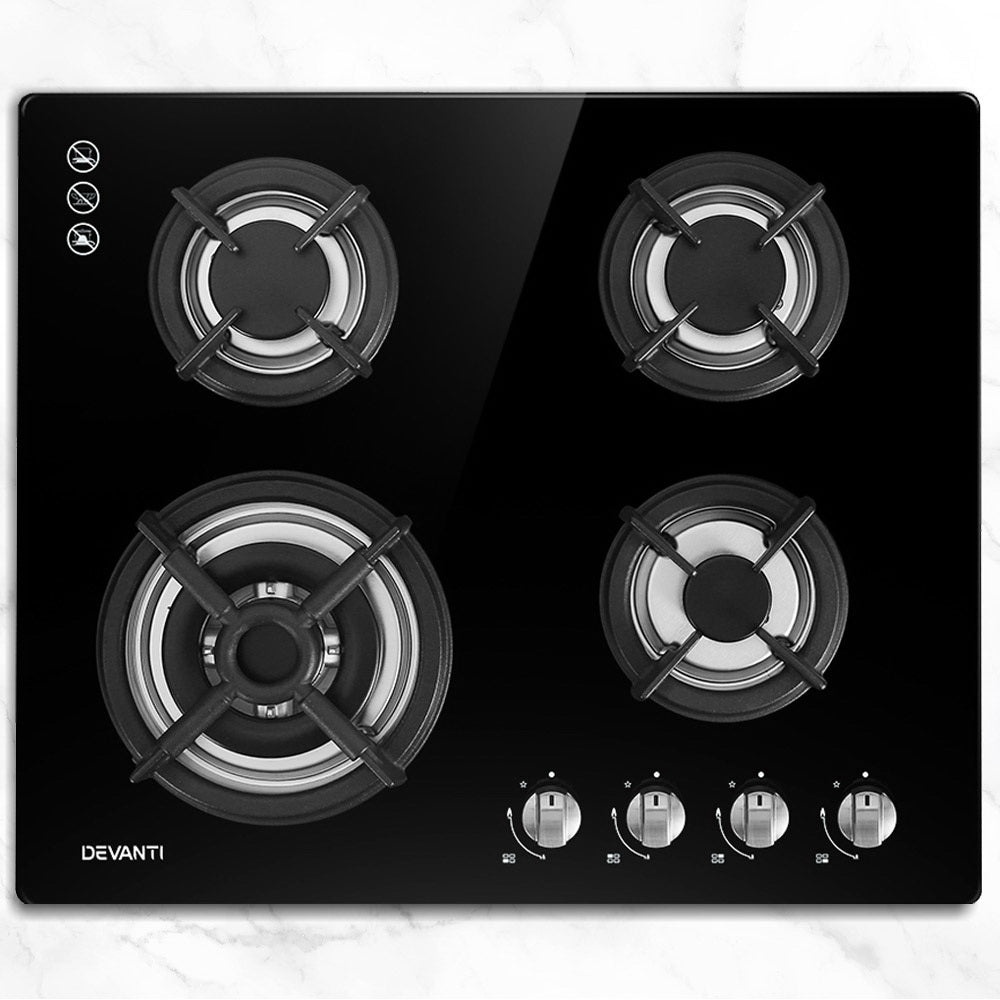 Devanti Gas Cooktop 60cm 4 Burner Black – Oz Goods Depot