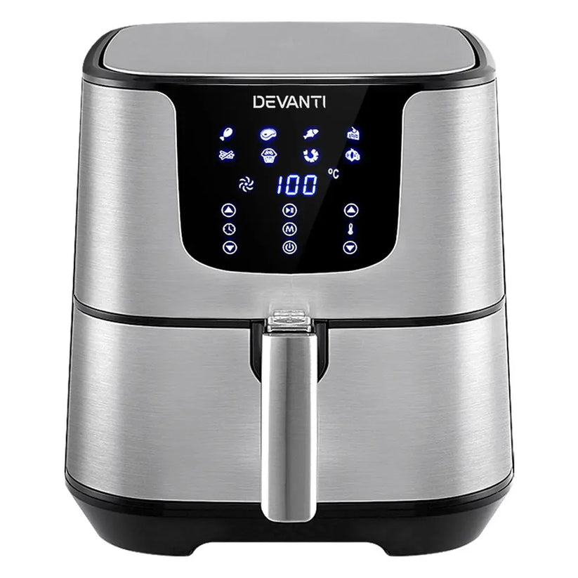 Devanti Air Fryer 7L LCD Fryers Stainless Steel - Oz Goods Depot