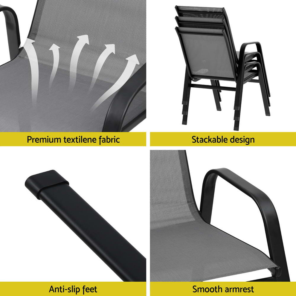 Gardeon 6PC Outdoor Dining Chairs Stackable Lounge Chair Patio – Oz ...