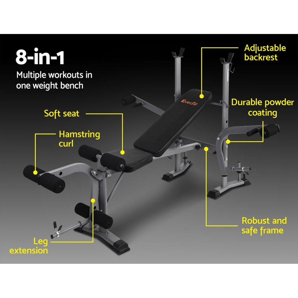 Everfit Weight Bench 8 in 1 Bench Press Adjustable Home Gym Station 20 ...