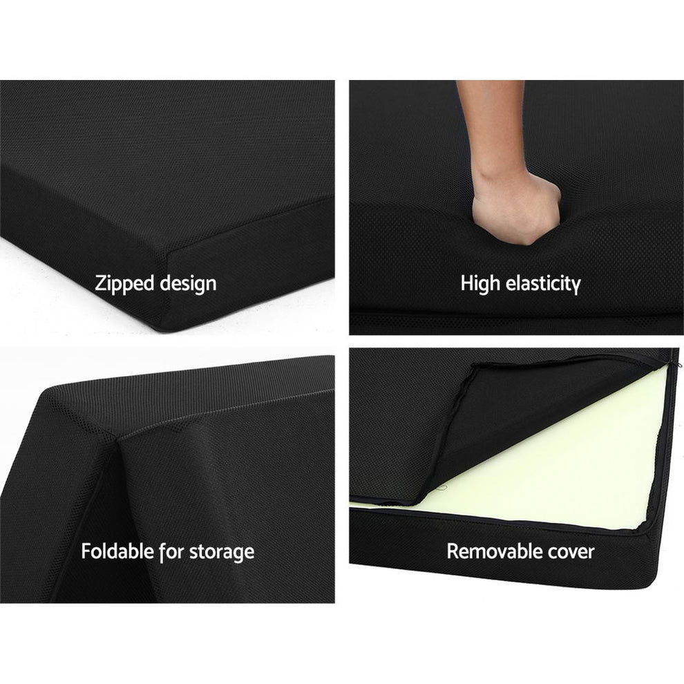 Giselle Bedding Foldable Mattress Folding Foam Bed Mat Double Black ...