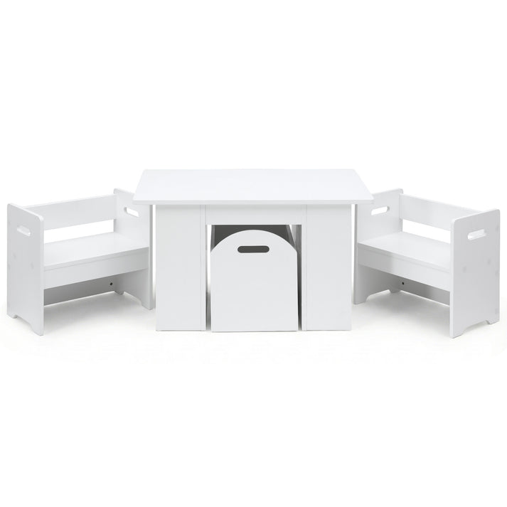 Keezi 3PCS Kids Table and Chairs Set Storage Toys Play Activity Desk ...