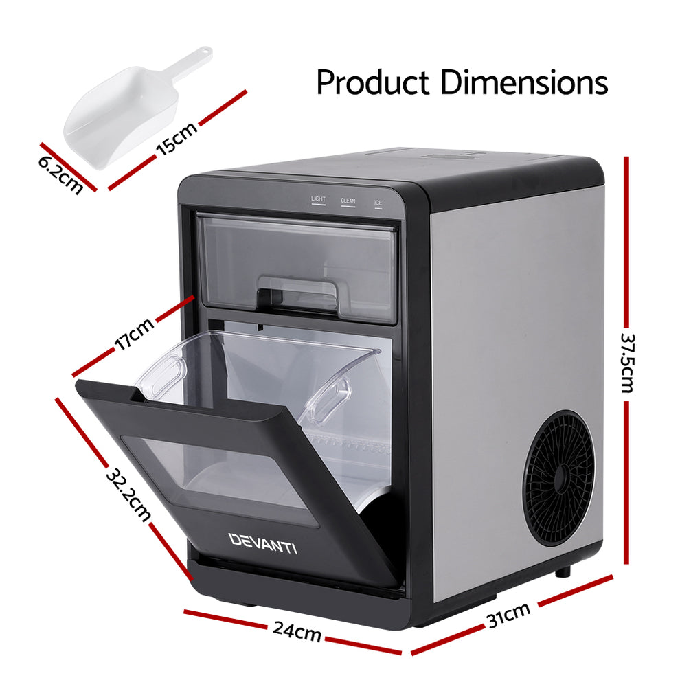 Devanti Ice Maker Machine 20kg Chewable Nugget Ice Countertop w/Self C ...