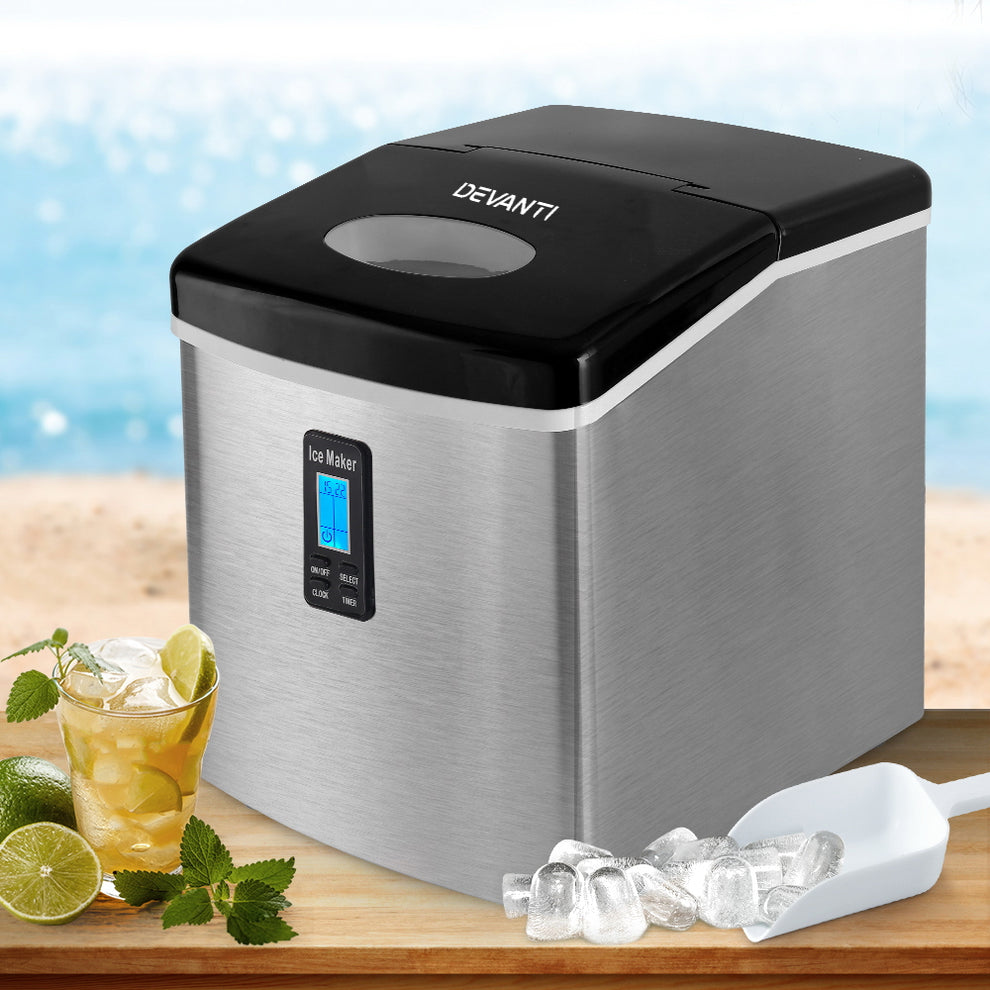 Devanti 15kg Ice Maker Machine Silver - Oz Goods Depot