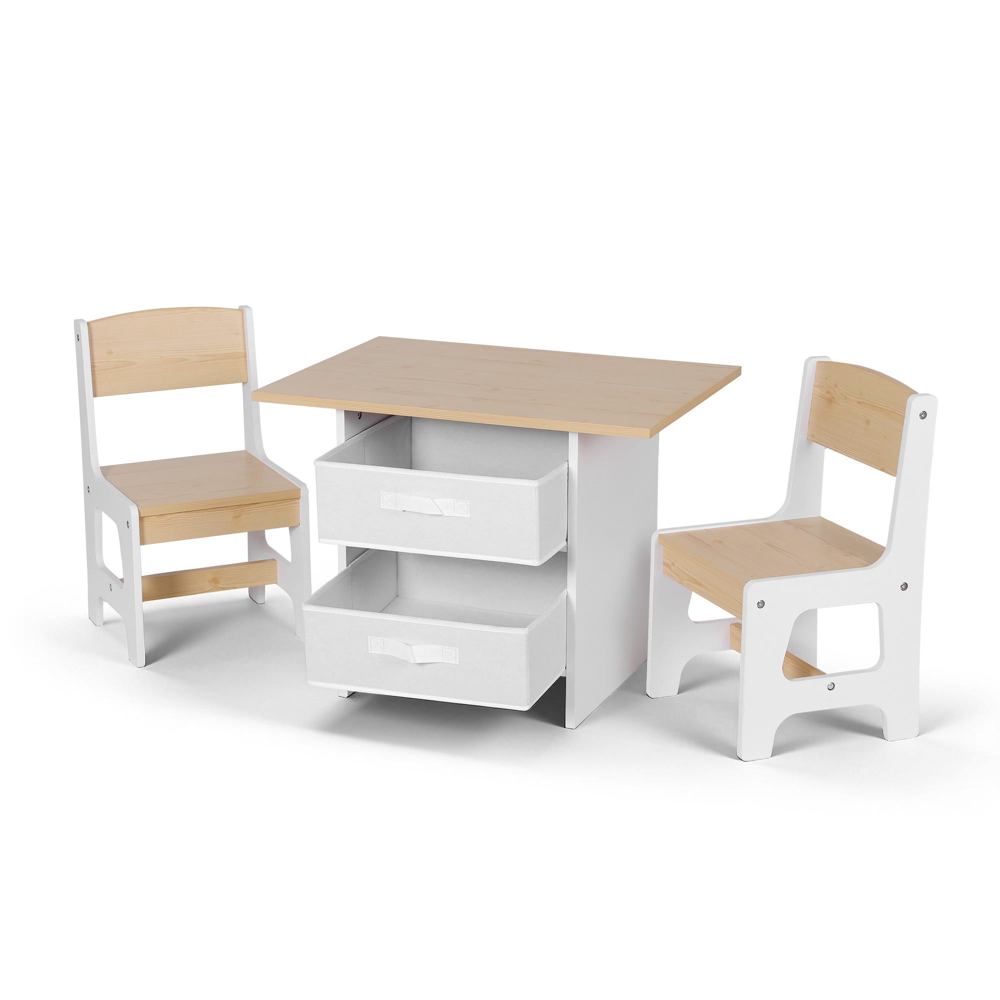 Keezi Kids Table and 2 Chairs Set Wooden Activity Table wit 2 Storage ...