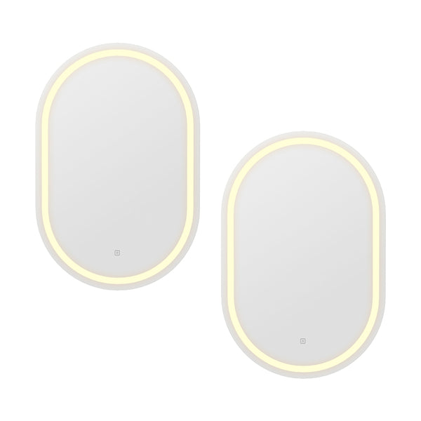 Embellir 2 LED Wall Mirror With Light 50X75CM Bathroom Decor Oval Mirr ...