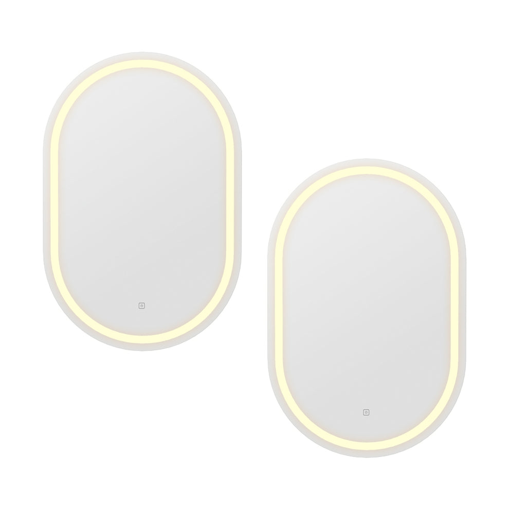 Embellir 2 LED Wall Mirror With Light 50X75CM Bathroom Decor Oval Mirr ...