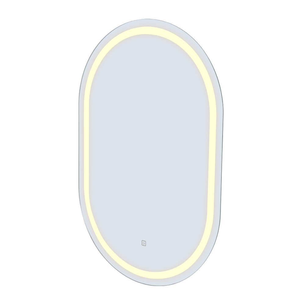 Embellir 2 LED Wall Mirror With Light 50X75CM Bathroom Decor Oval Mirr ...