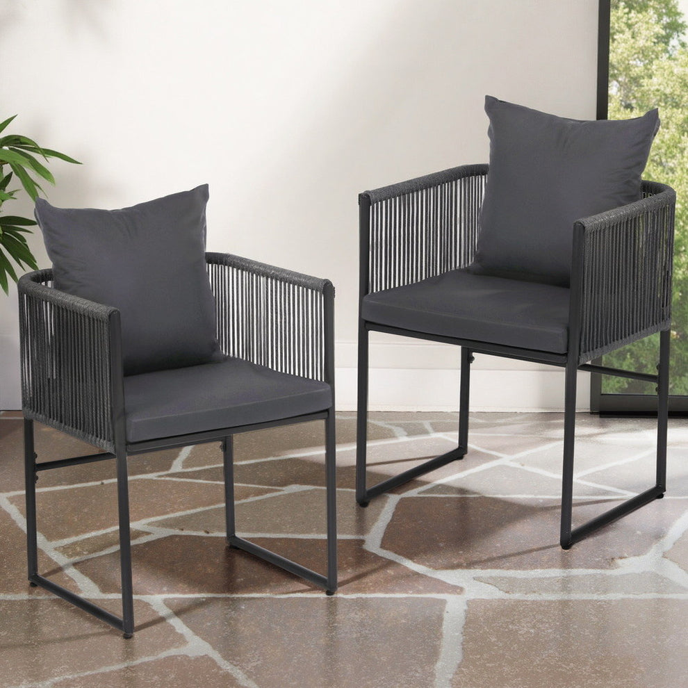 Gardeon 2PC Outdoor Dining Chairs Woven Rope Chair Patio Furniture Gar ...