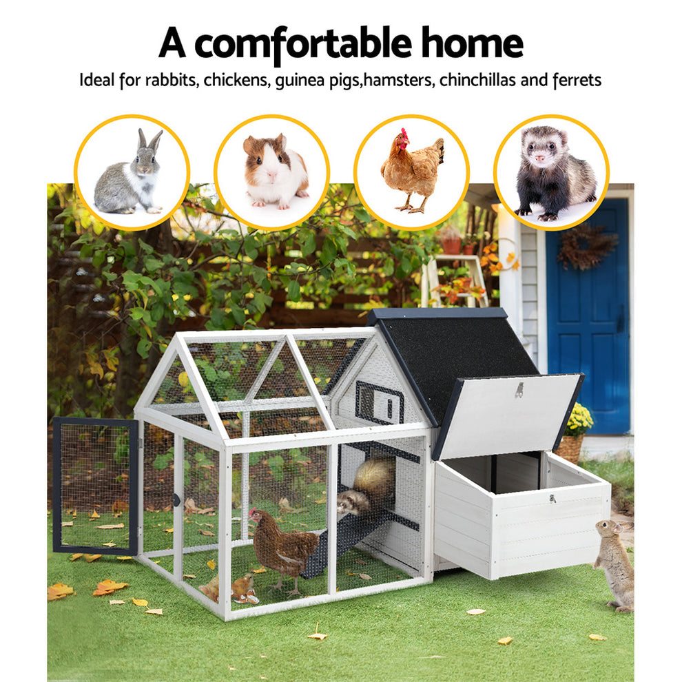 i.Pet Chicken Coop Rabbit Hutch 166cm x 120cm x 112cm Large House Run ...