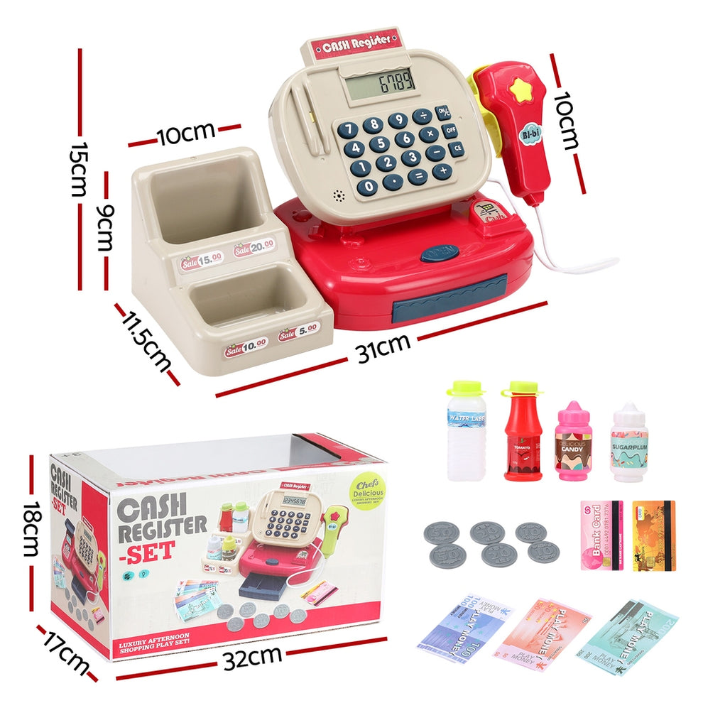 Keezi Kids Cash Register Calculator Pretend Play Shops Money Checkout ...