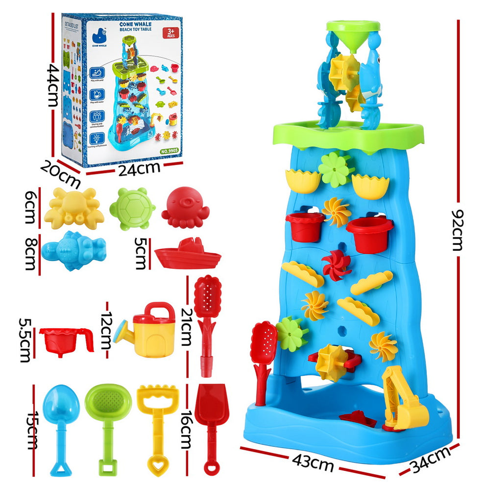 Keezi Kids Sand and Water Table Waterfall Wall Sandpit Toys Beach Shov ...