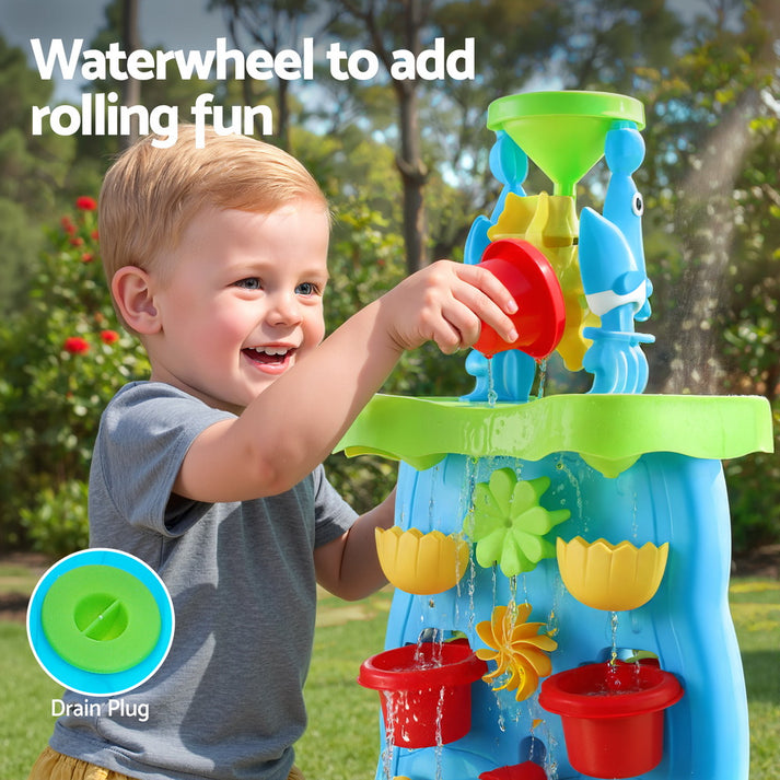 Keezi Kids Sand and Water Table Waterfall Wall Sandpit Toys Beach Shov ...