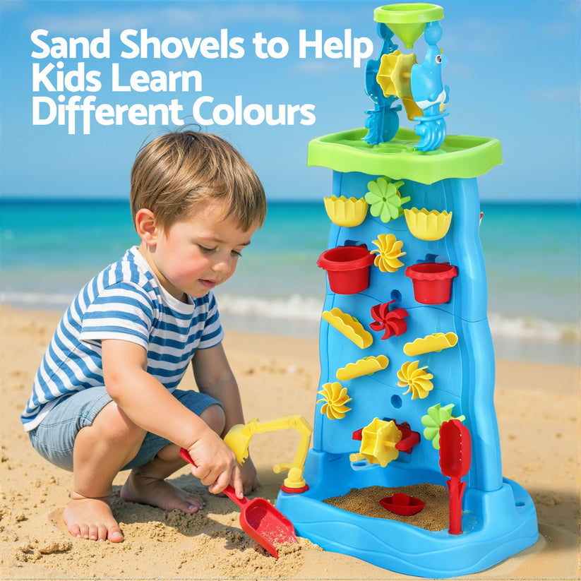 Keezi Kids Sand and Water Table Waterfall Wall Sandpit Toys Beach Shov ...