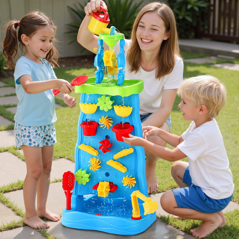 Keezi Kids Sand and Water Table Waterfall Wall Sandpit Toys Beach Shov ...