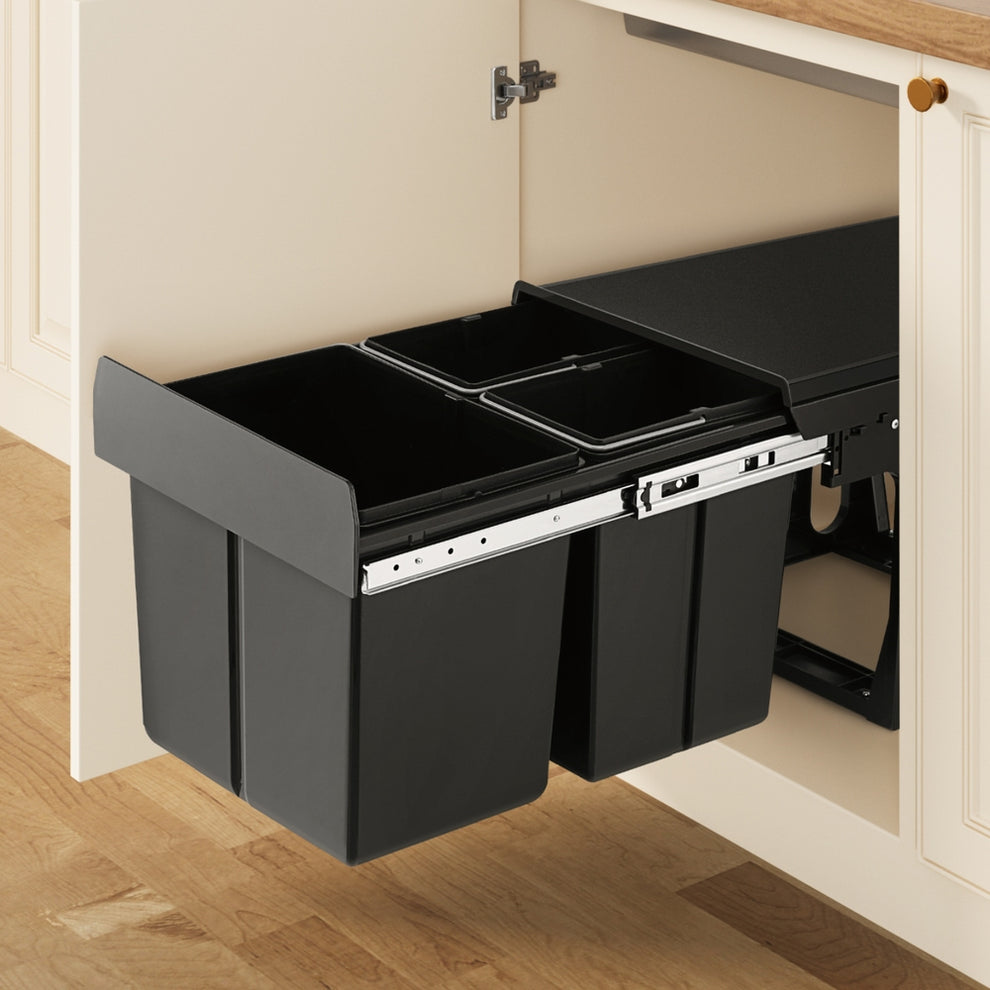 Cefito Pull Out Bin Kitchen Triple Slide Garbage Rubbish Bins Basket B ...