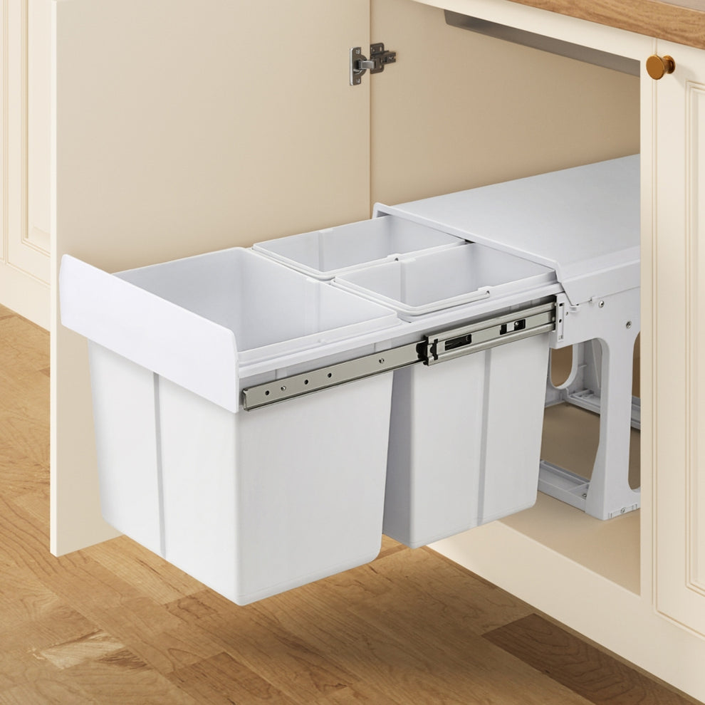 Cefito Pull Out Bin Kitchen Triple Slide Garbage Rubbish Bins Basket W ...