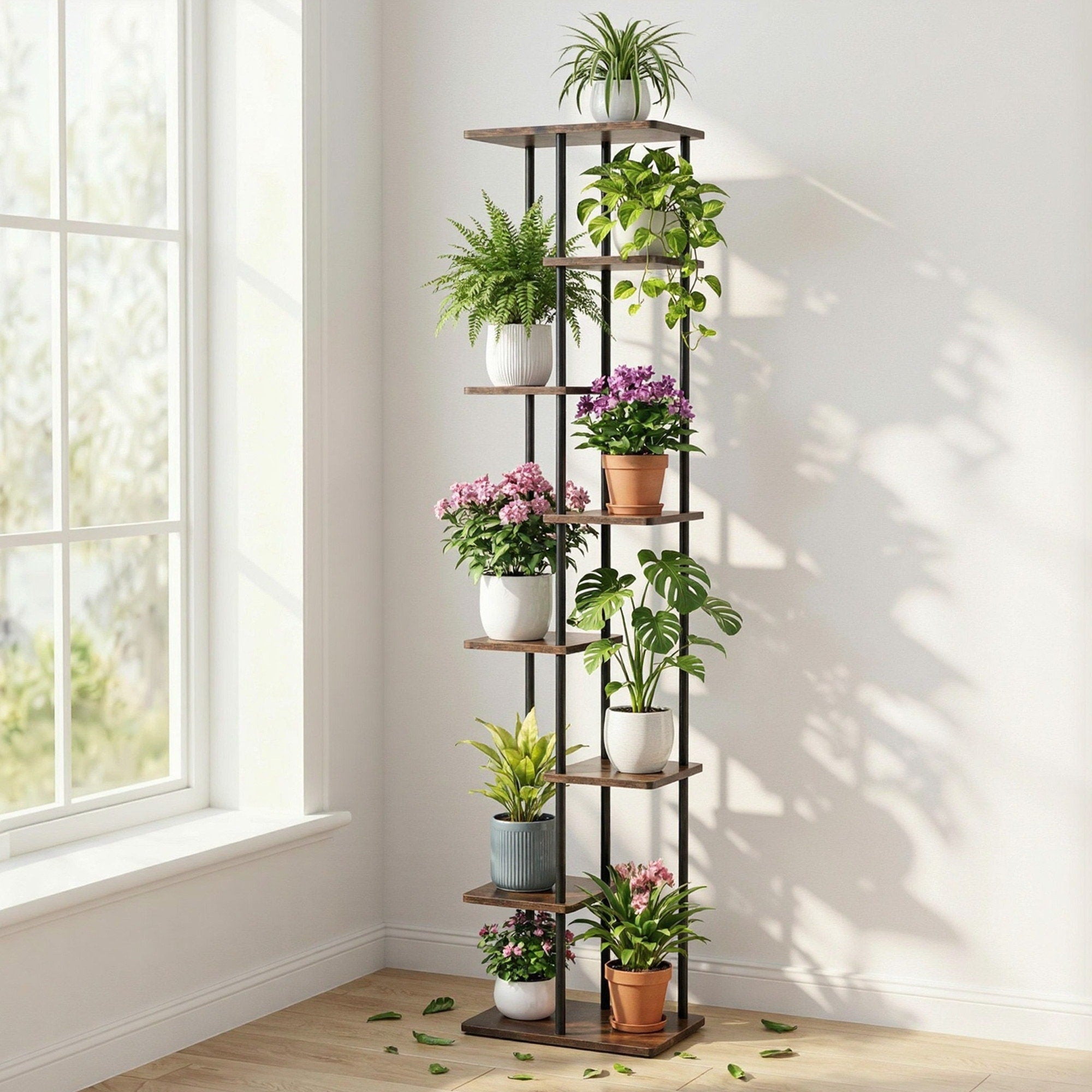 Artiss 8 Tiers Plant Stand Metal Flower Pots Shelf Indoor Outdoor Gard ...