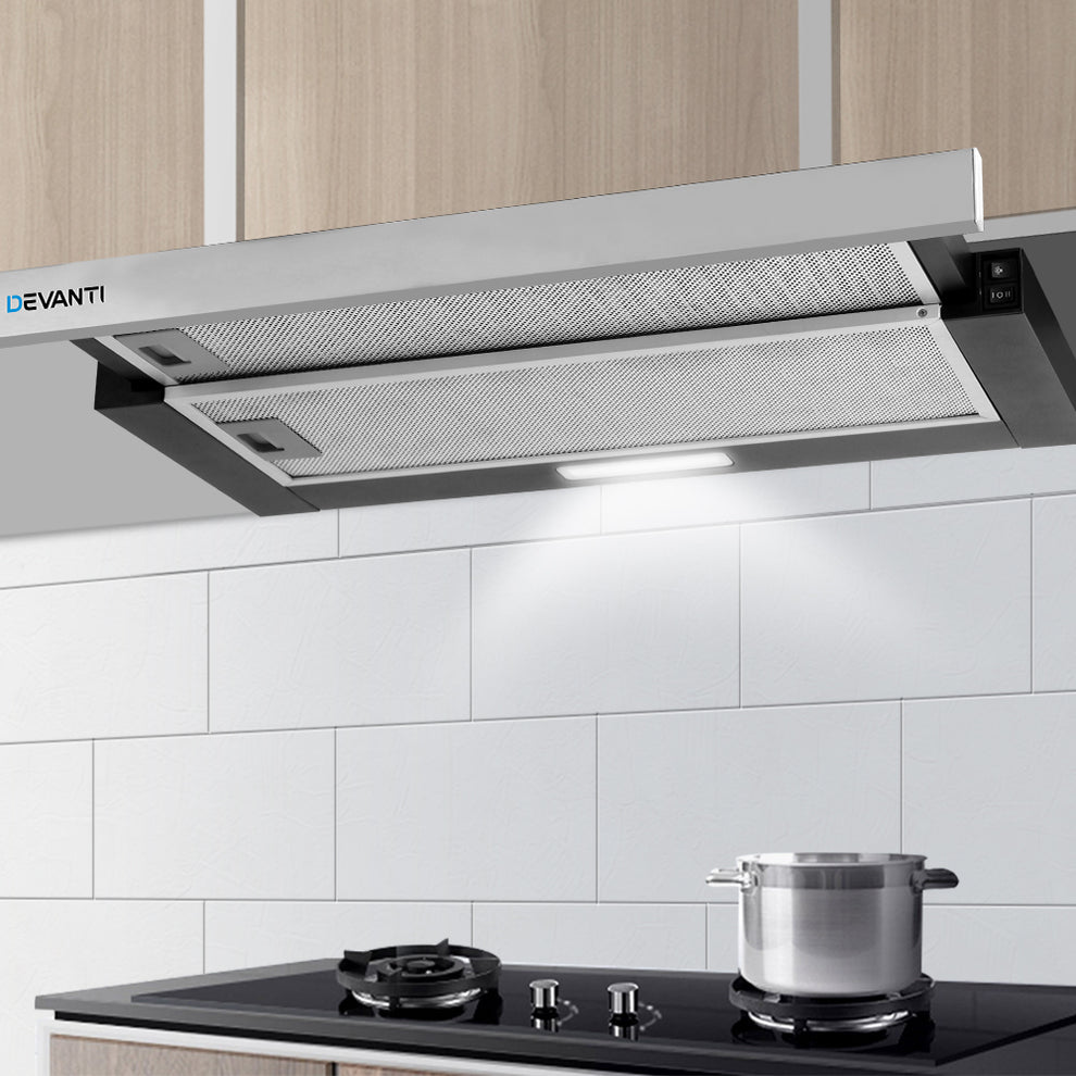 Devanti 600mm Range Hood 60cm Slide out Rangehood Stainless Steel - Oz ...