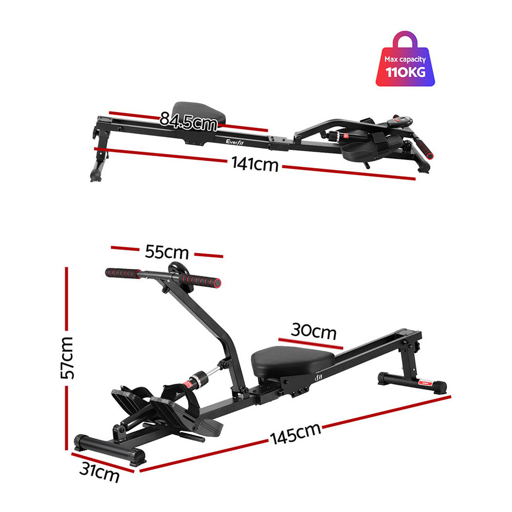 Everfit Hydraulic Rowing Machine Rower 12 Levels Resistance Exercise F ...