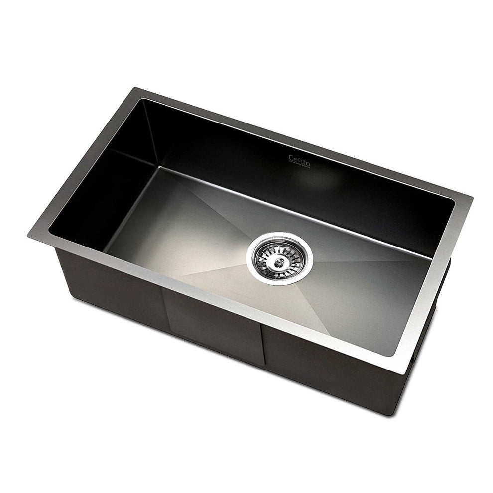 Cefito Kitchen Sink 45X30CM Stainless Steel Basin Single Bowl Black ...