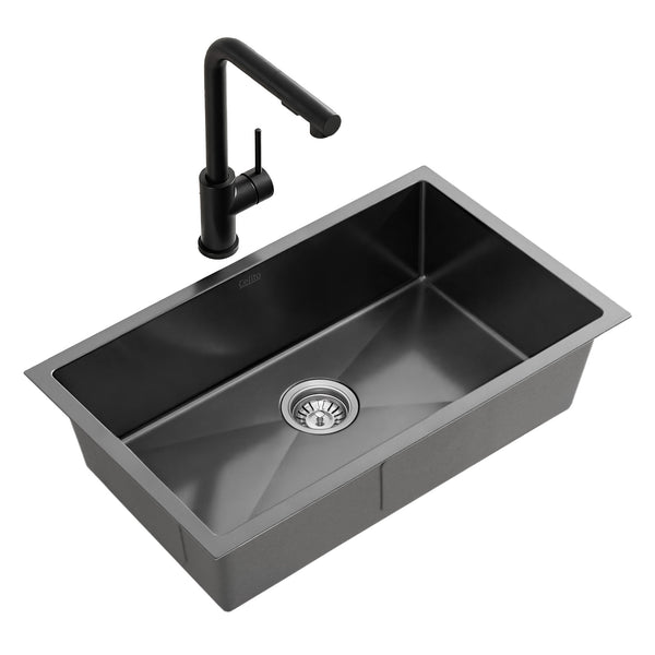 Cefito Stainless Steel Sink 60x45CM With Pull Out Mixer Tap Kitchen Ba ...