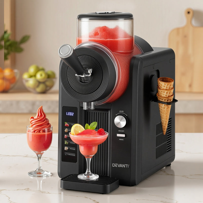 Devanti 2L Slushie Machine Ice Cream Maker Frozen Smoothies Milkshakes ...