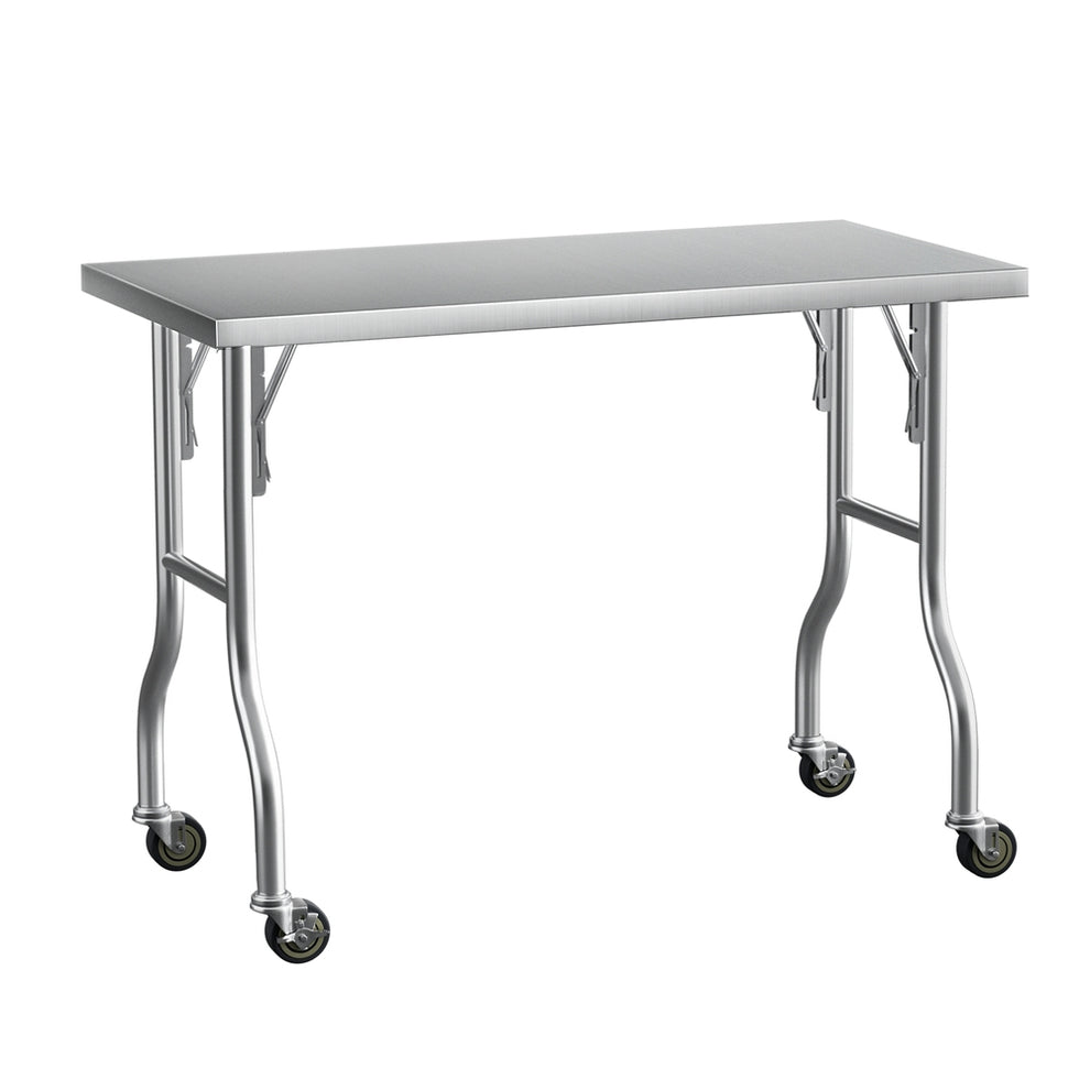 Cefito Stainless Steel Kitchen Benches Work Bench Wheels 122X61CM 430 ...