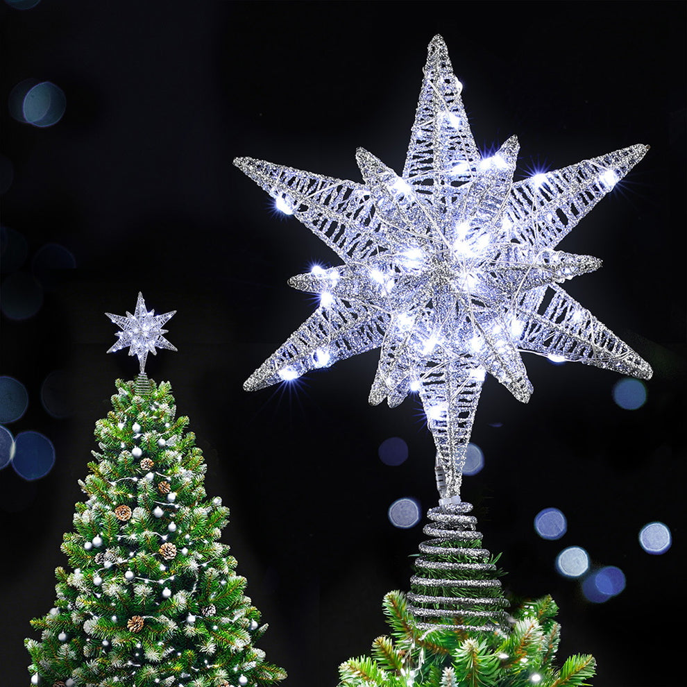 Jingle Jollys 3D Christmas Tree Topper Star LED Decorations Xmas Party ...