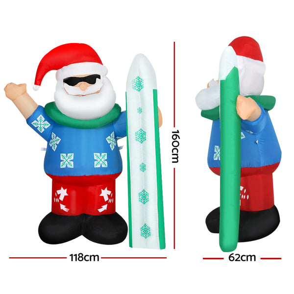 Jingle Jollys Christmas Inflatable Santa 1.6M Illuminated Decorations ...