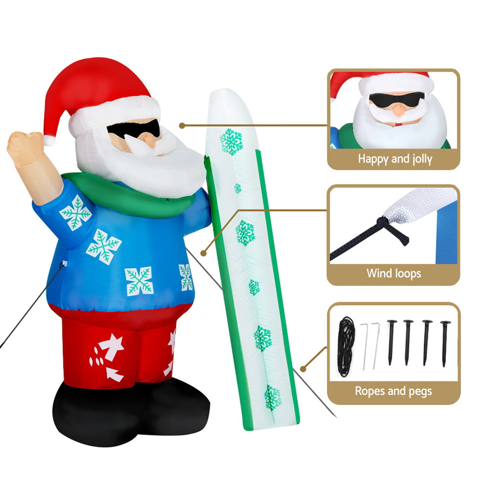 Jingle Jollys Christmas Inflatable Santa 1.6M Illuminated Decorations ...