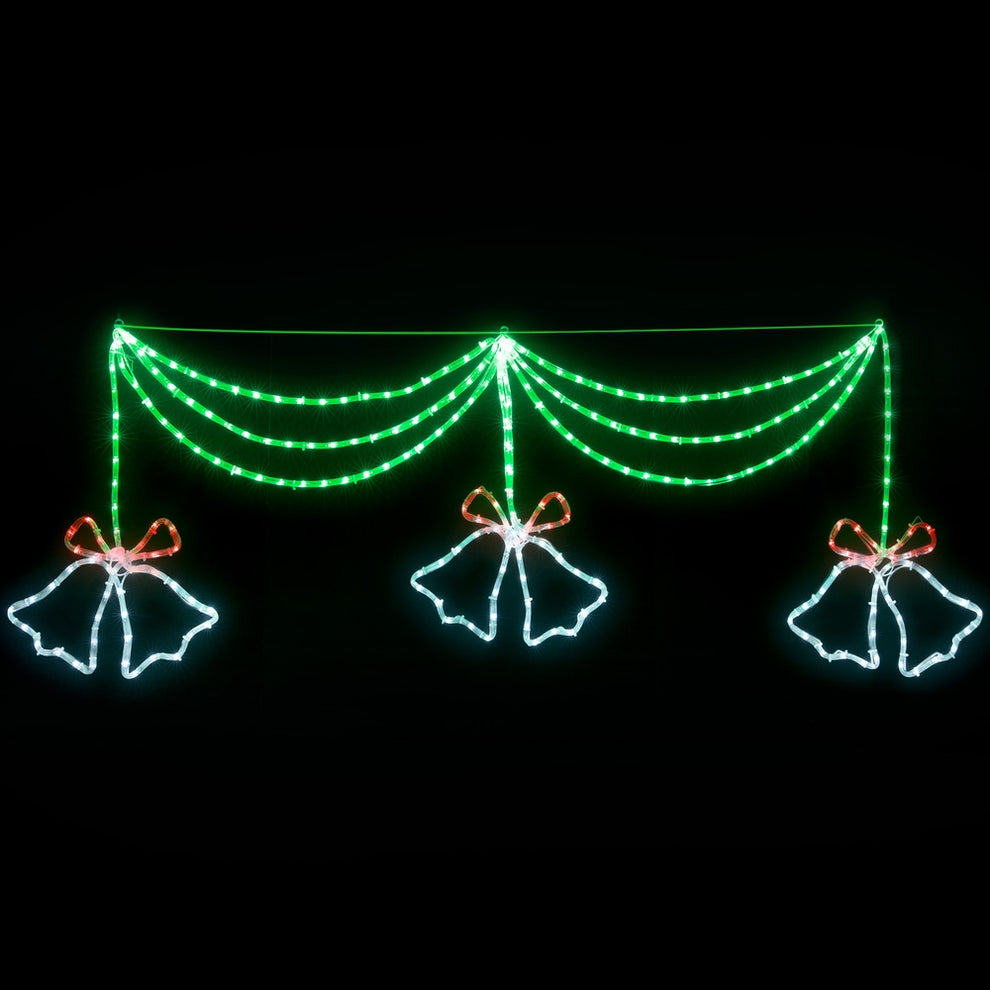 1.8M Christmas Lights 288 LED Bell Motif Light Decorations Jingle Joll ...